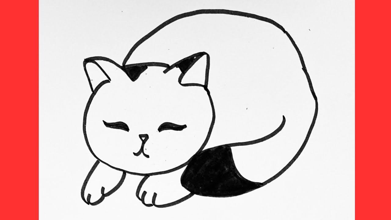 HOW TO DRAW CAT | HOW TO DRAW A SLEEPY CAT EASY - YouTube