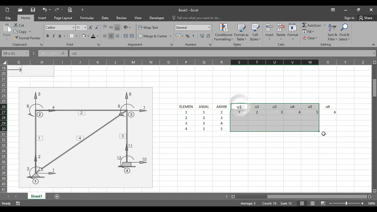 Analisa Struktur Metode Matriks Kekakuan - Portal 2D (1) - YouTube