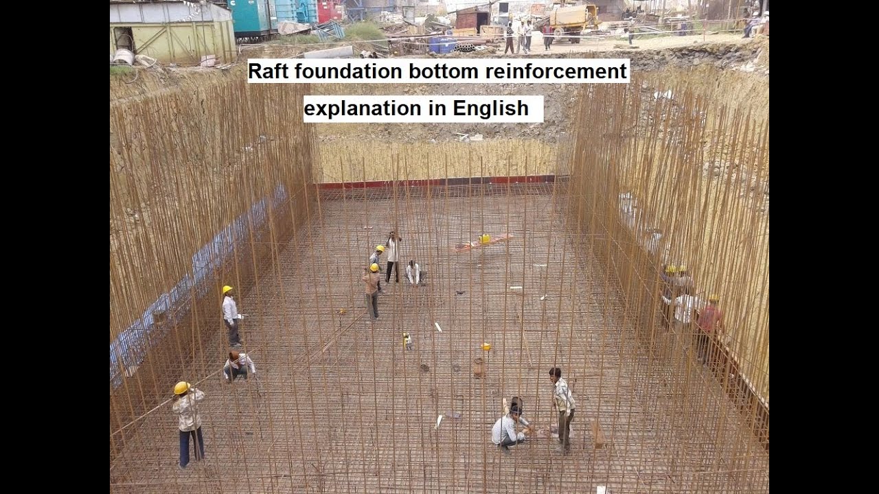 Raft foundation bottom reinforcement explanation in English - YouTube
