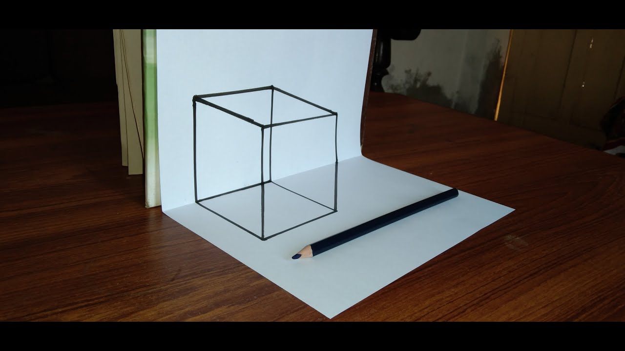 How to draw a transparent 3d cube easy trick art - YouTube