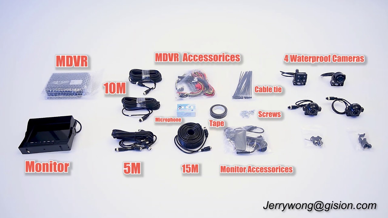 GISION Vehicle Surveillance System 4CH 1080P SD Card MDVR Kit - YouTube