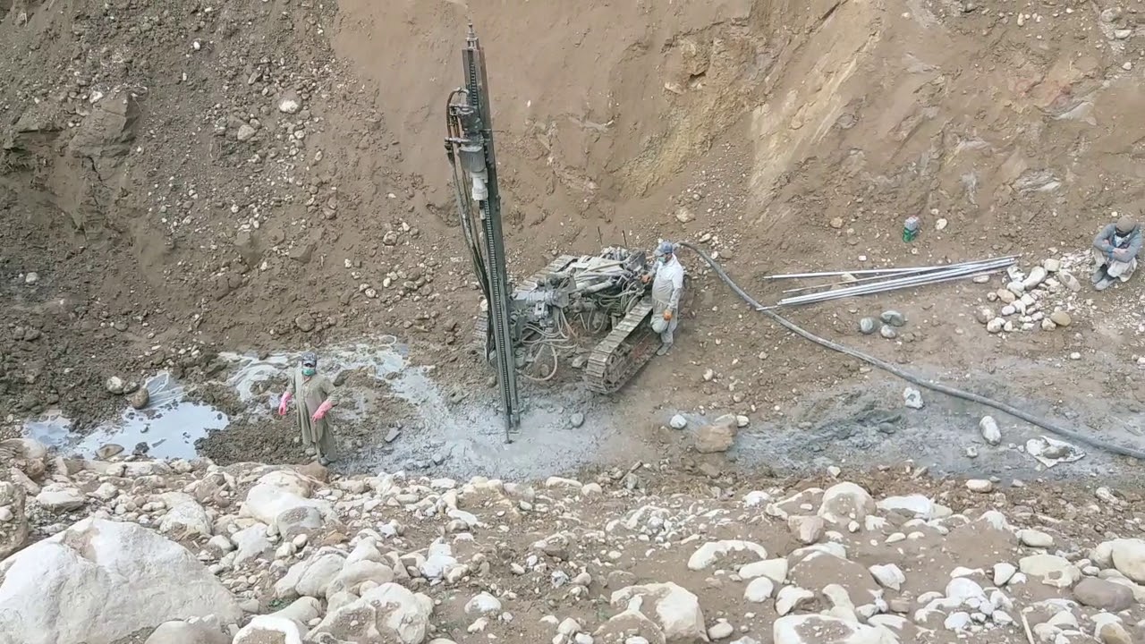 ROTARY DRILLING FOR CEMENT BENTONITE GROUT IN EARTHEN DAM - YouTube