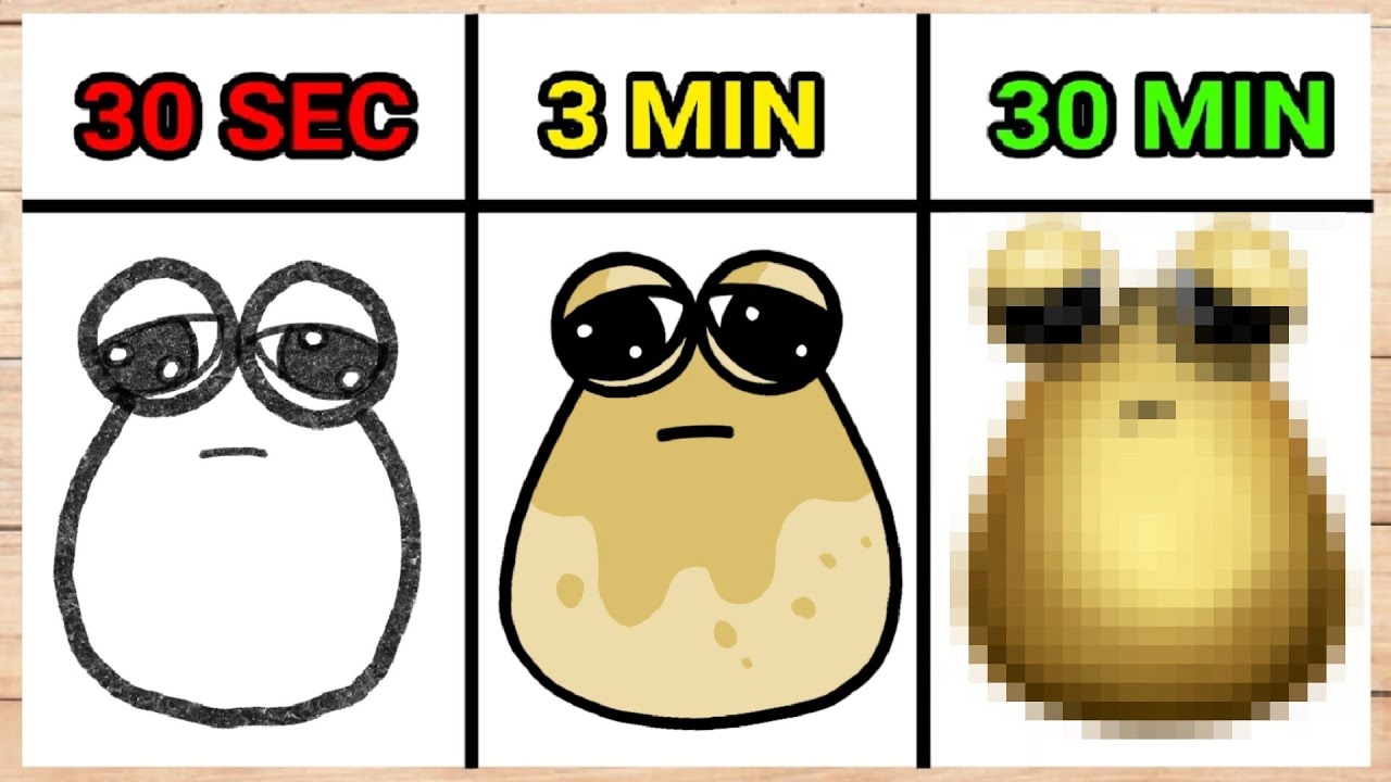 Drawing Sad Pou in 30 Sec, 3 Min and 30 Min - [Pou & Bou's Revenge ...