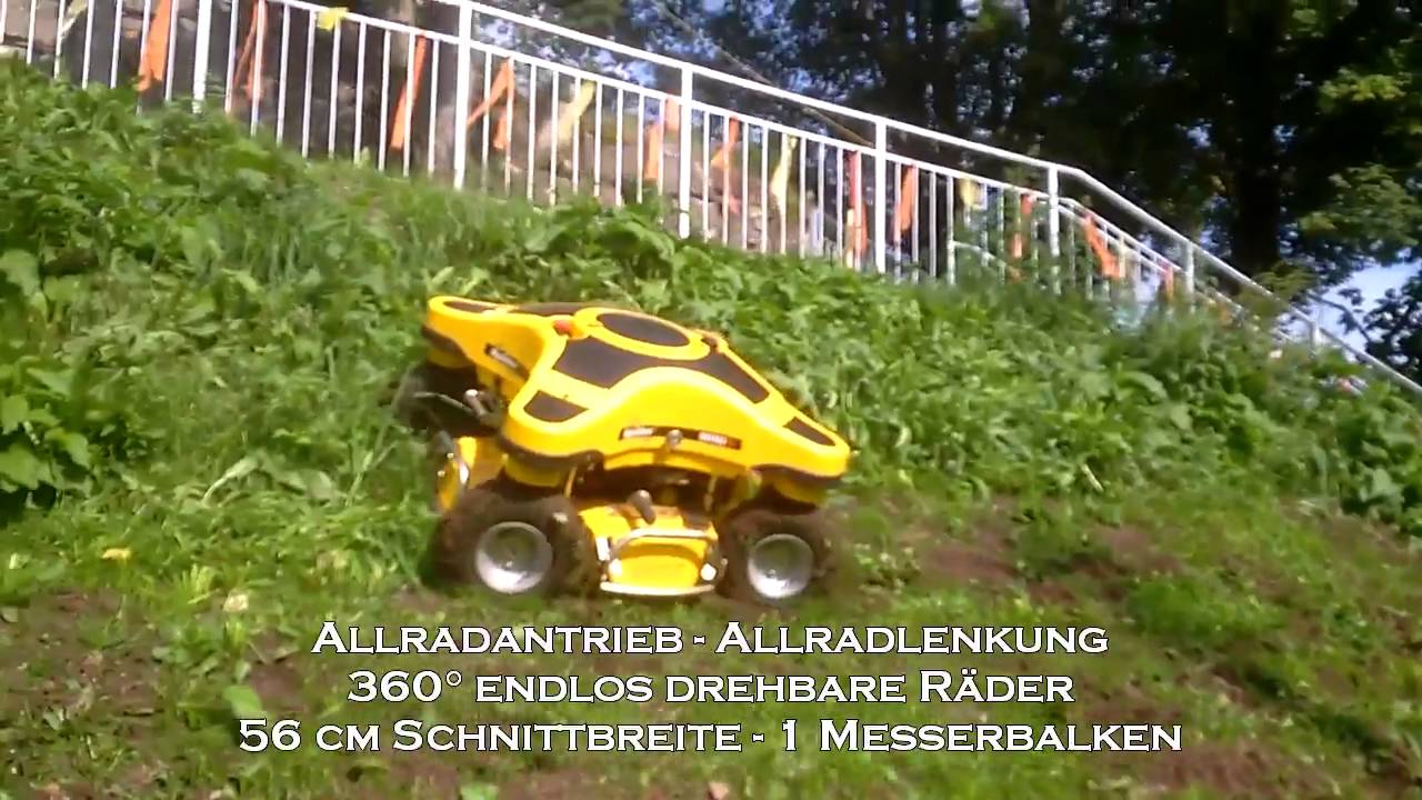 Spider Mini RC Slope Mower at extreme slope - YouTube