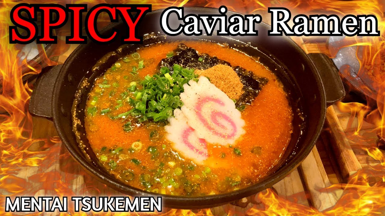Spicy Caviar Habanero Ramen in Ganso Mentainikomi Tsukemen, Tokyo Japan [Spicy ramen challenge ...