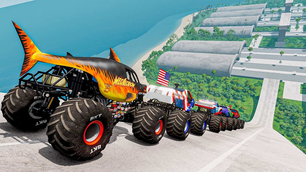 Epic High Speed Monster Jumps #108 | Monster Trucks & Cars - Beamng ...