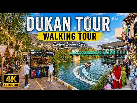 Dukan Walking Tour Kurdistan | Beautiful River Views, Markets & Street Life (4K)