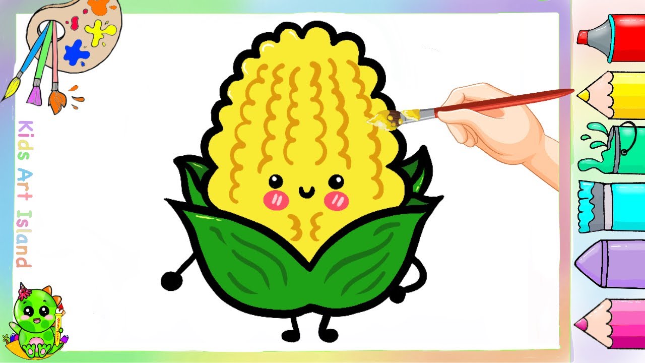 How to draw a cute corn step by step easily|tutorial to draw a cute ...