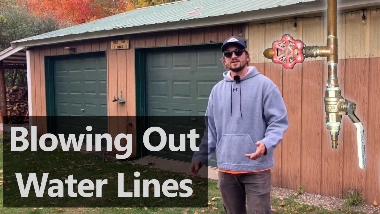Blowing Out Water Pipes in a Pole Barn - YouTube
