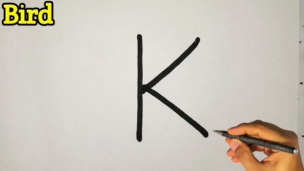 How To Draw Cute Bird From K Letter l Drawing Pictures l Letter Drawing ...