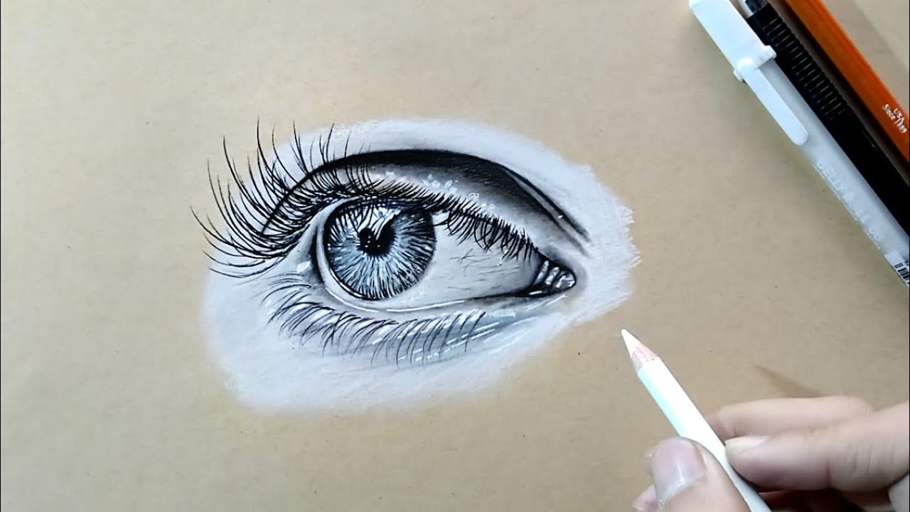 Drawing Eye On Craft paper - YouTube