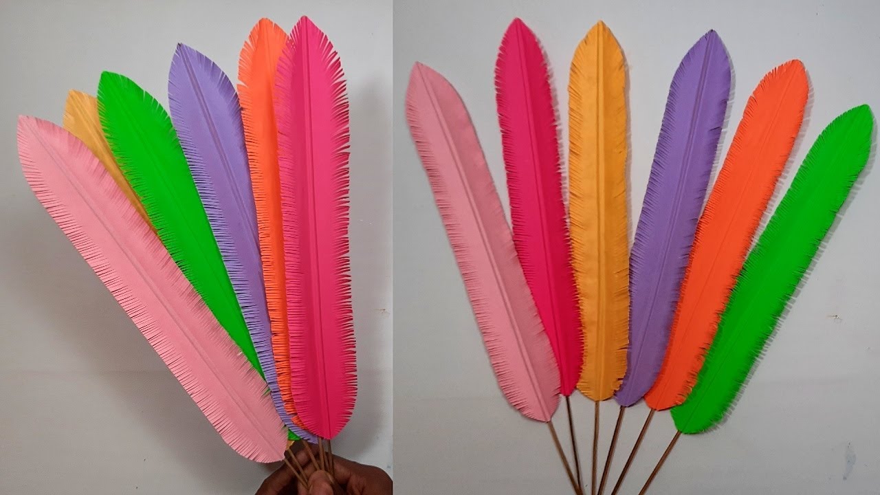 How To Make Paper Feathers | DIY Paper Feathers For Home Decor || SUNIL ...