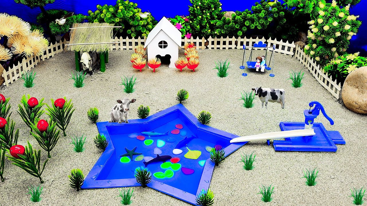 DIY making mini Farm House Diorama with Cow Shed - Mini Hand Pump ...