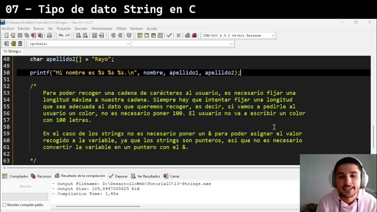 ⛓️ 07 - ¡Cadenas de carácteres, Tipo STRING en C! | ©️ Tutorial Programación en C ©️ - YouTube