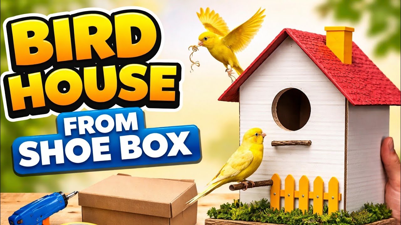 Making Bird House From Waste Cardboard / Bird House From Shoe Box / Fun ...
