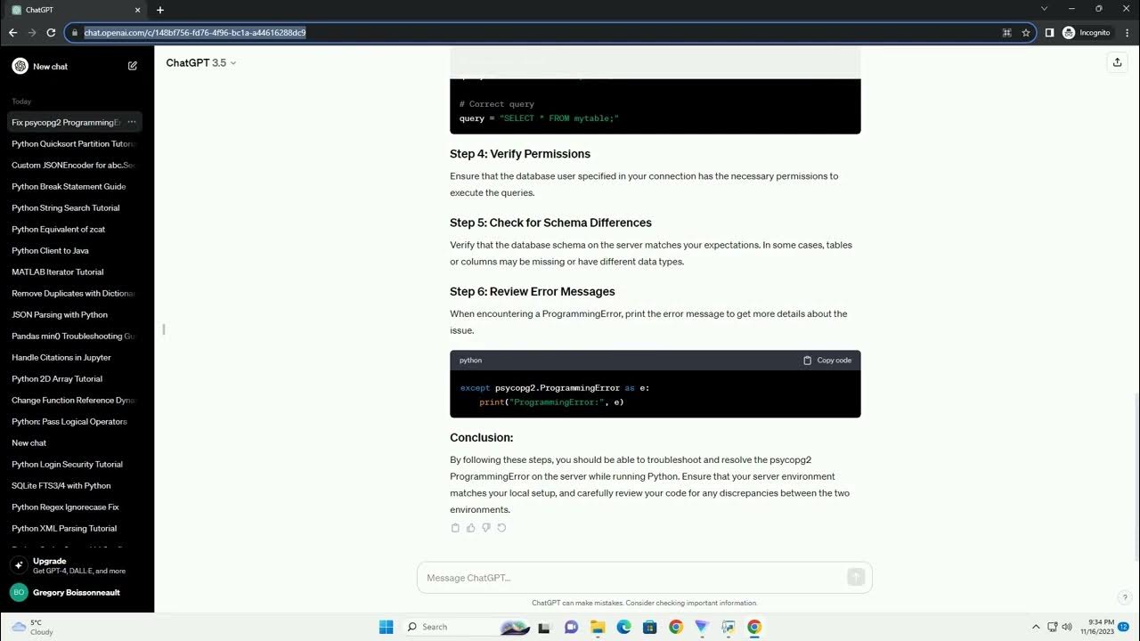 Psycopg2 Programmingerror On Server Python But Not On Mac Python Youtube