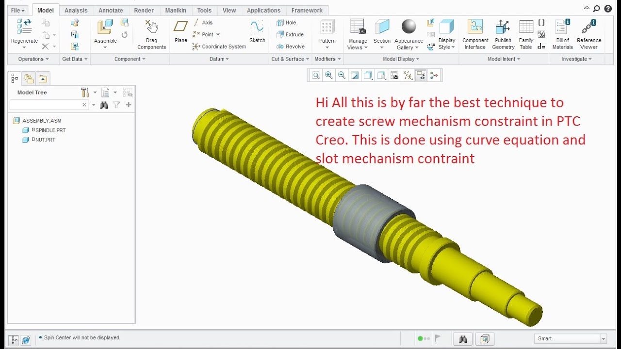 SCREW MECHANISM CONSTRAINT IN PTC CREO - YouTube