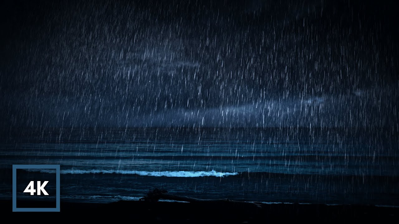 Heavy Rain & Ocean Sounds for Sleeping | Rainstorm & Ocean Waves to ...
