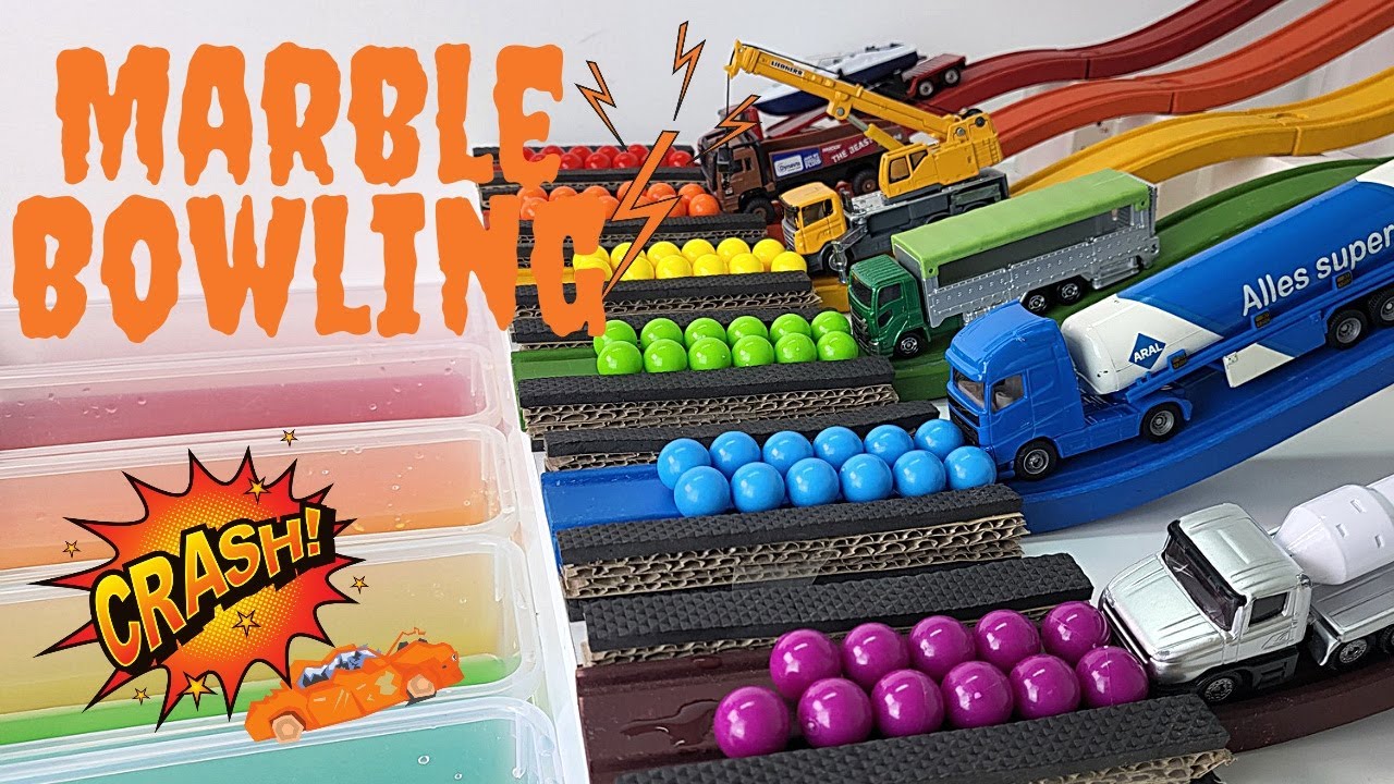 Colorful Mini Cars hit marbles, satifying ASMR Sound and produce great ...