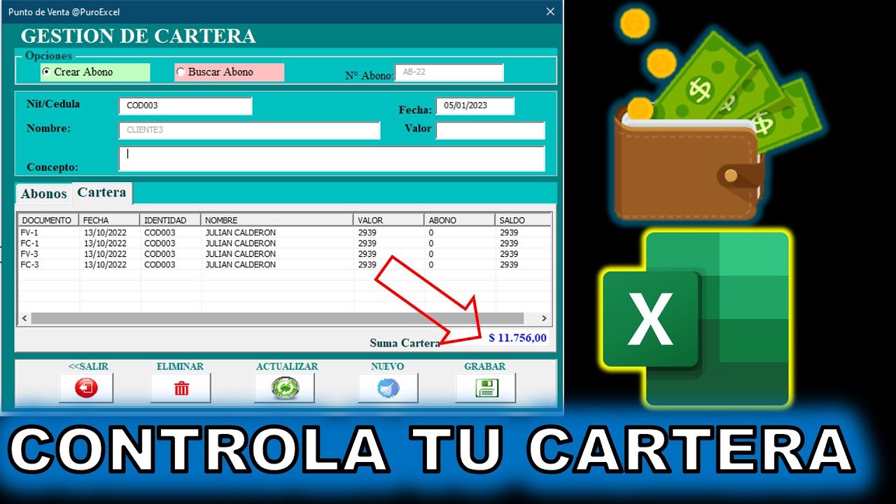 Control de Cartera en Excel VBA @JANSPROGRAMING - YouTube