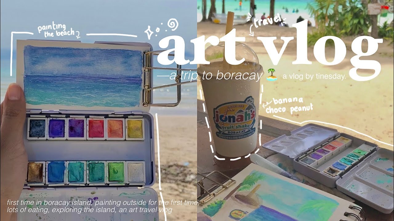art travel vlog 🎨🏝 a weekend in boracay, painting outside for the first ...