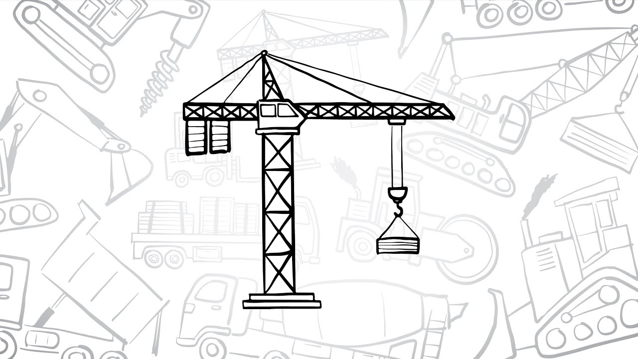 How to Draw a Simple Tower Crane | Step-by-Step Lesson - YouTube