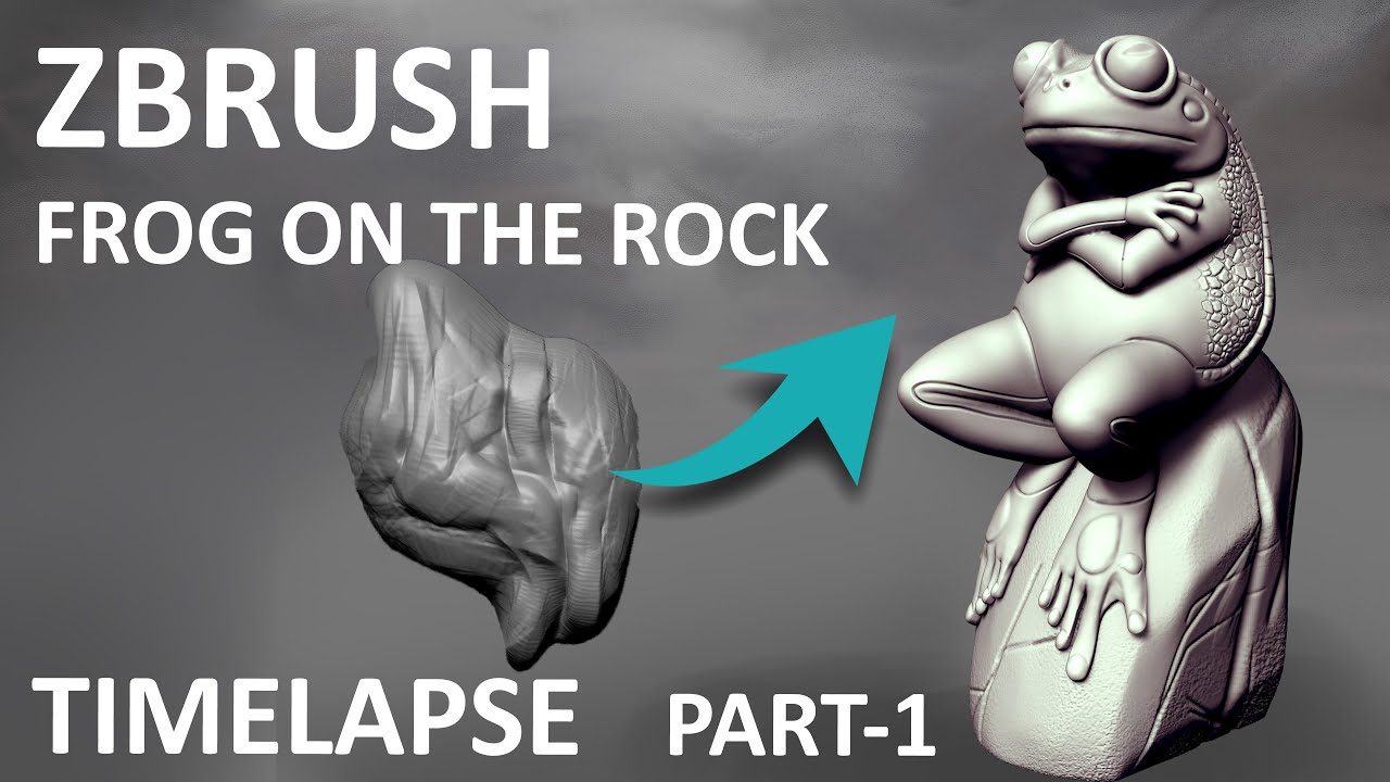 Zbrush sculpting ( FROG ON THE ROCK ) Timelapse - YouTube