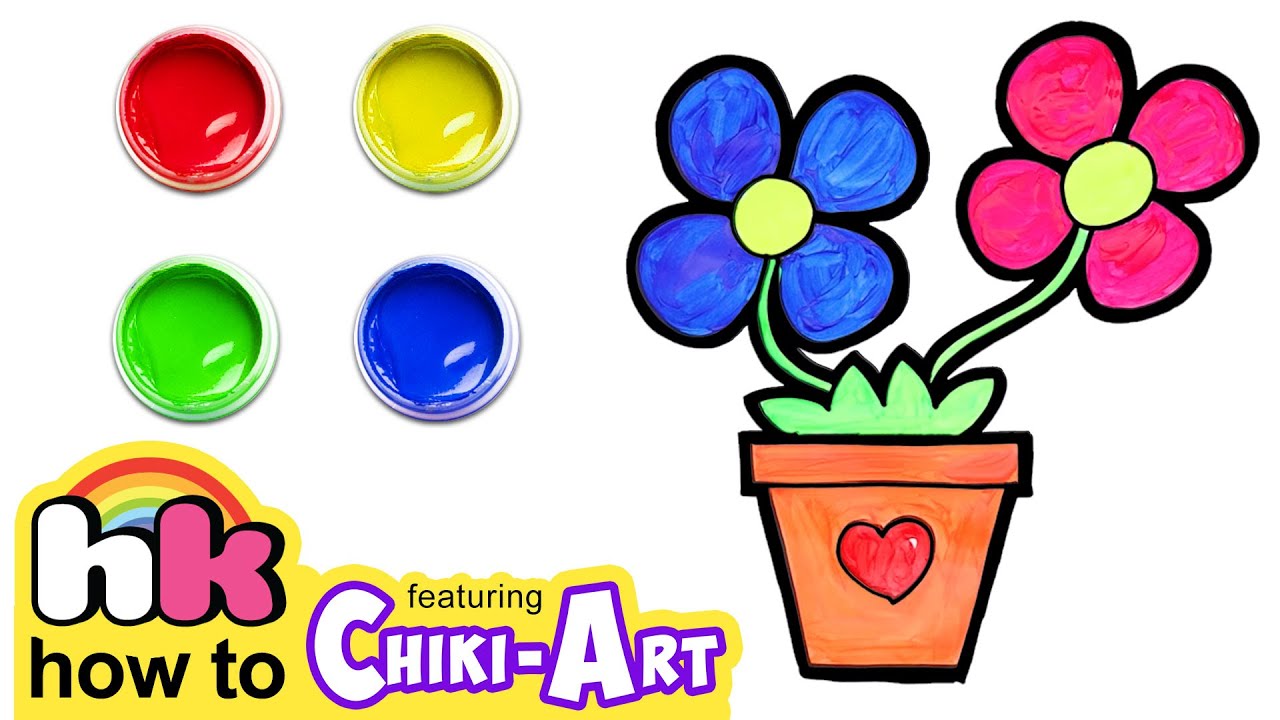 How To Draw Flowers | Easy Art For Kids | HooplaKidz How To | Chiki Art ...