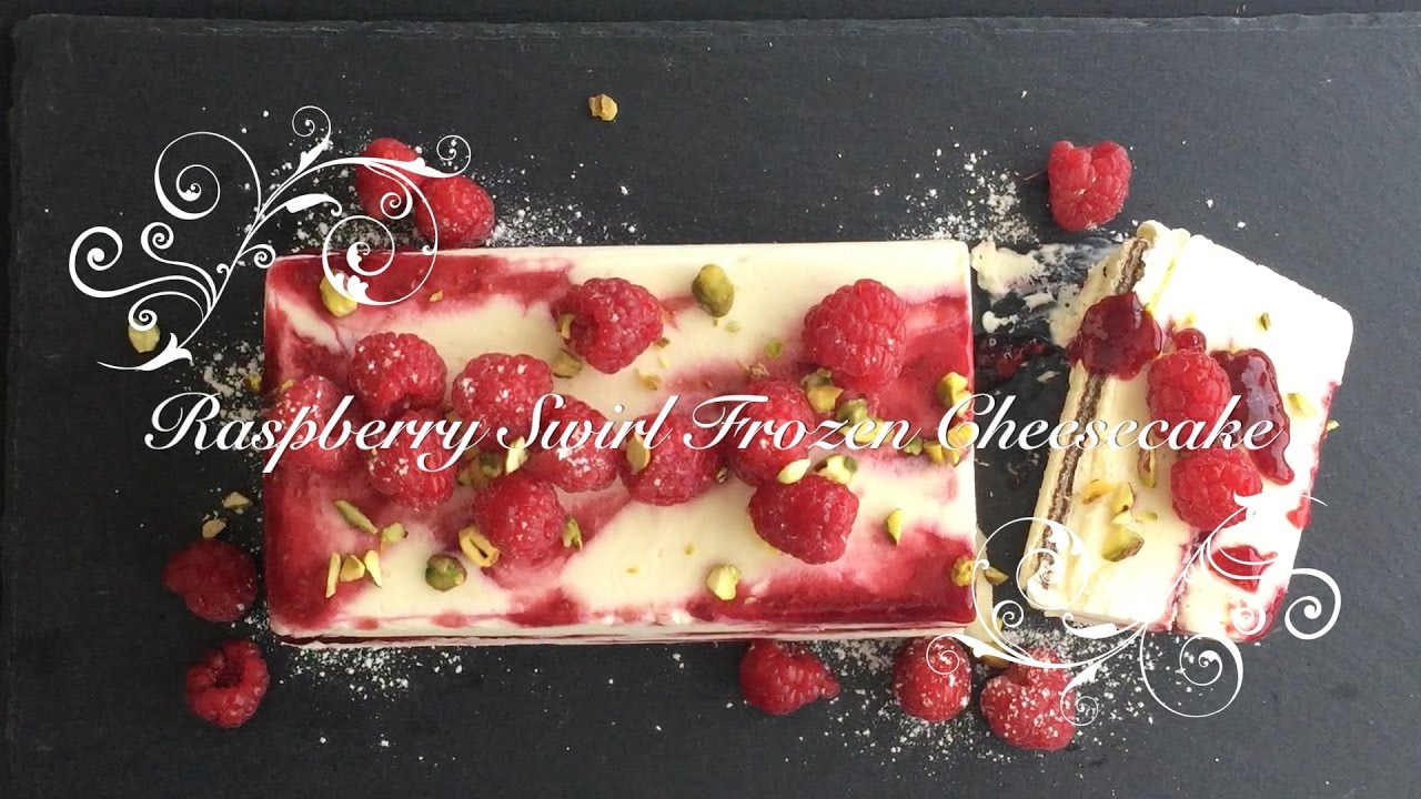 Raspberry Swirl Frozen Cheesecake | The Food Fox - YouTube