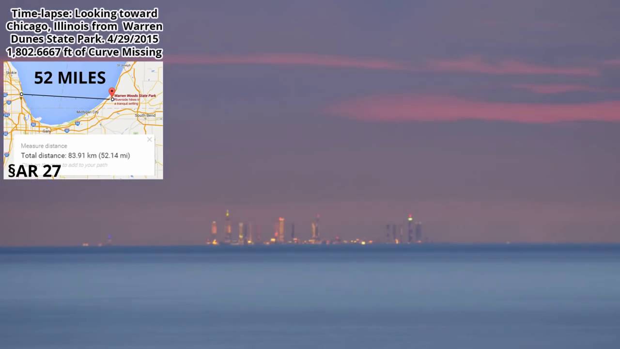 Timelapse de Chicago de 83 km et absence de courbure terrestre - YouTube