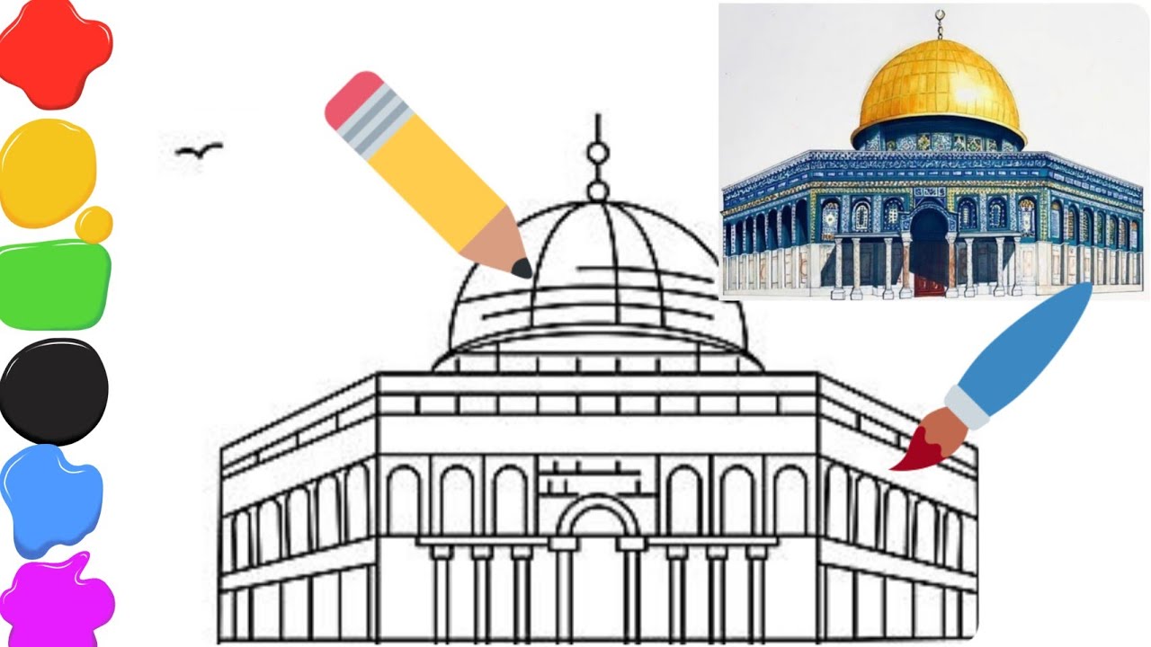Al Aqsa Mosque drawing ideas for kids and toddlers, Al Aqsa mosque ...