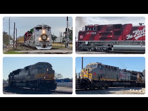 Trains around Houston ft UP 1943, UP 1988, CP 7014, KCSM 4506, S&HC and more!!! - YouTube
