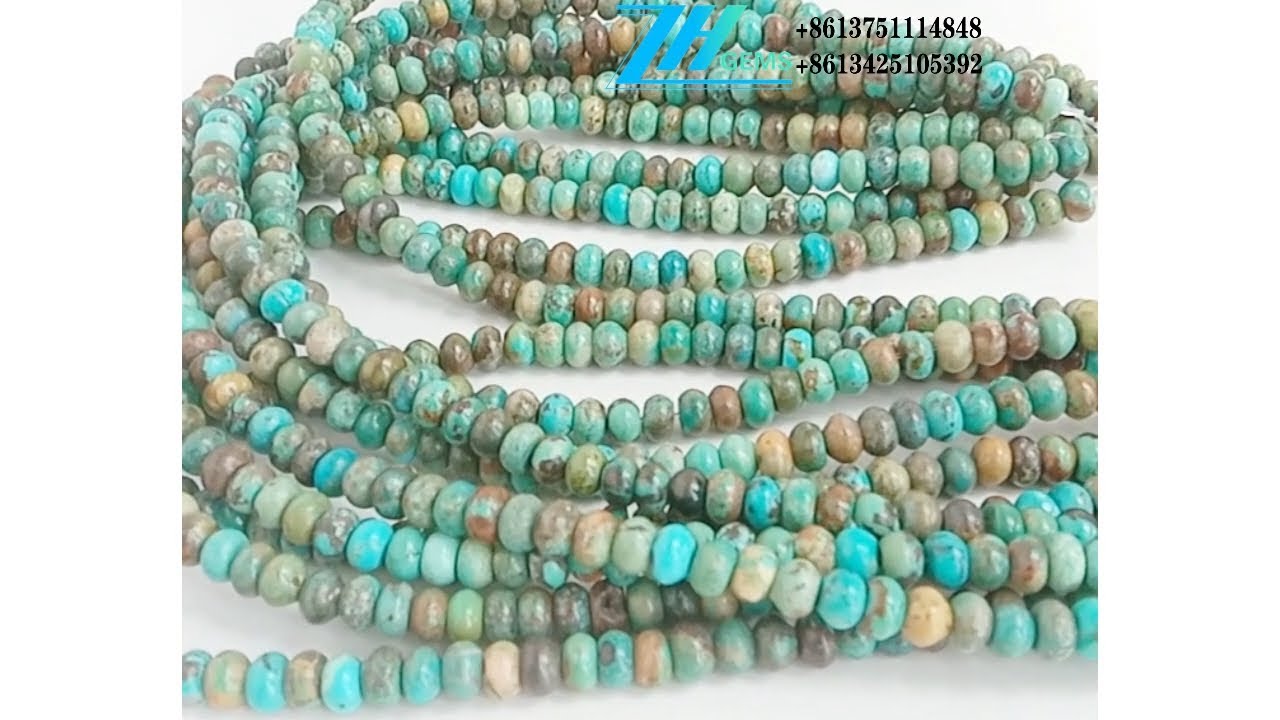 Natural Turquoise rondelle Beads 10-20mm blue Turquoise - YouTube