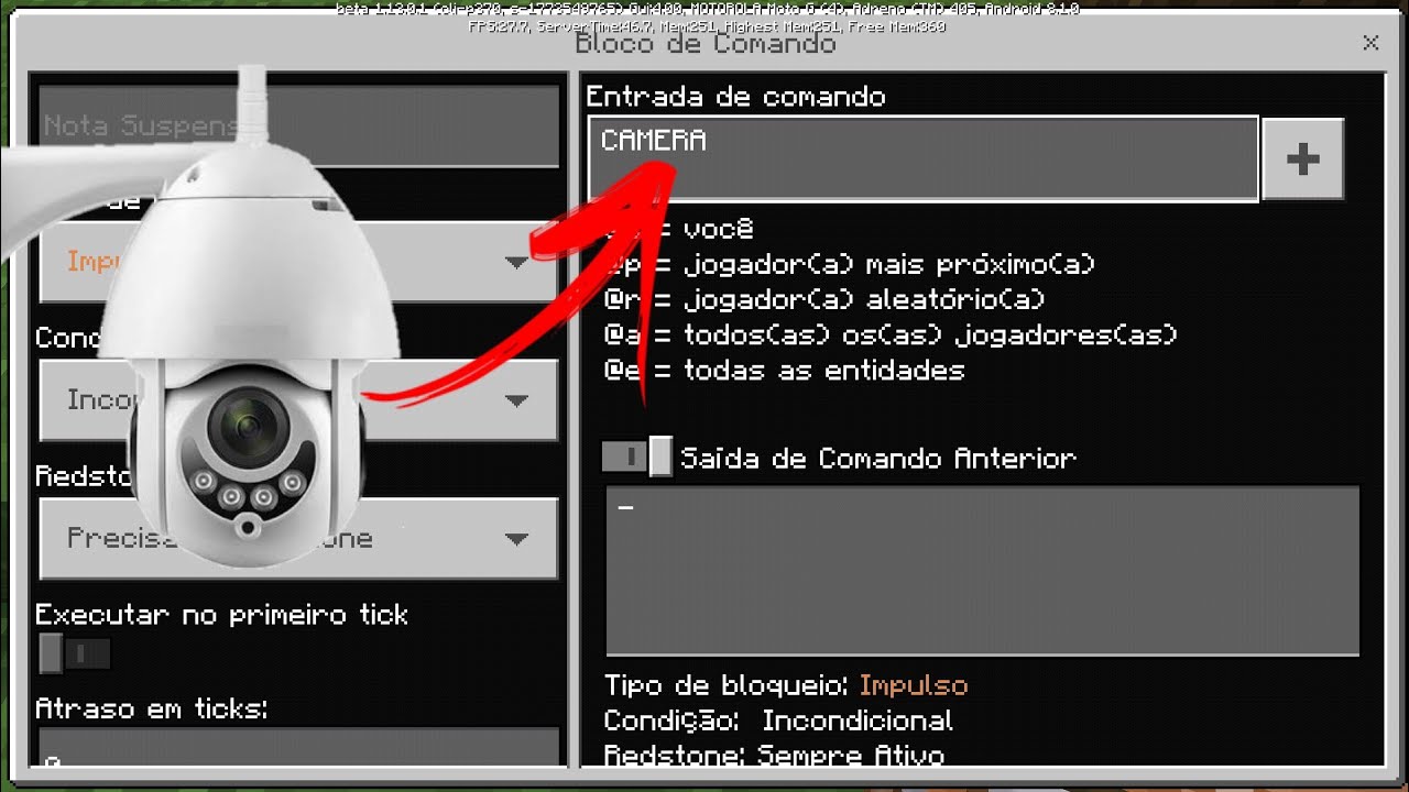 COMO FAZER CÂMERA SEGURANÇA USANDO COMMAND BLOCK NO MINECRAFT POCKET ...