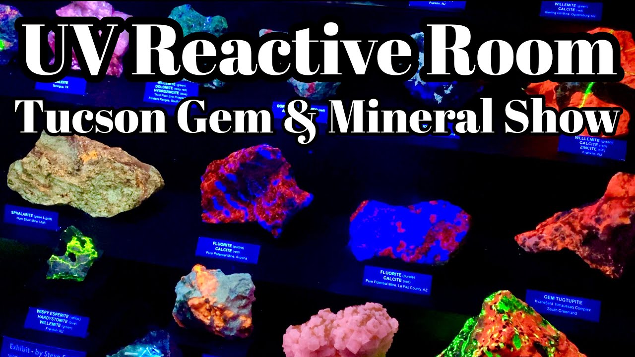 UV Reactive Mineral Room at the Tucson Gem and Mineral Show - YouTube