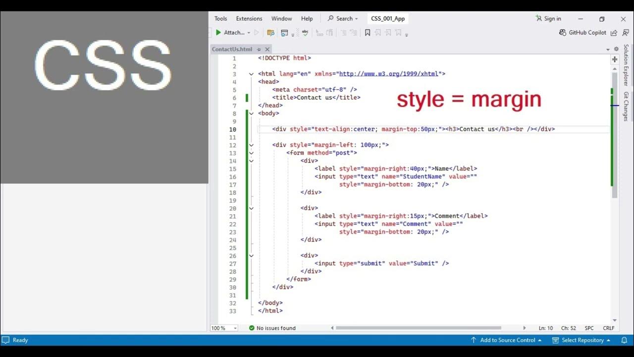 Use CSS to fix a form with margin style - YouTube