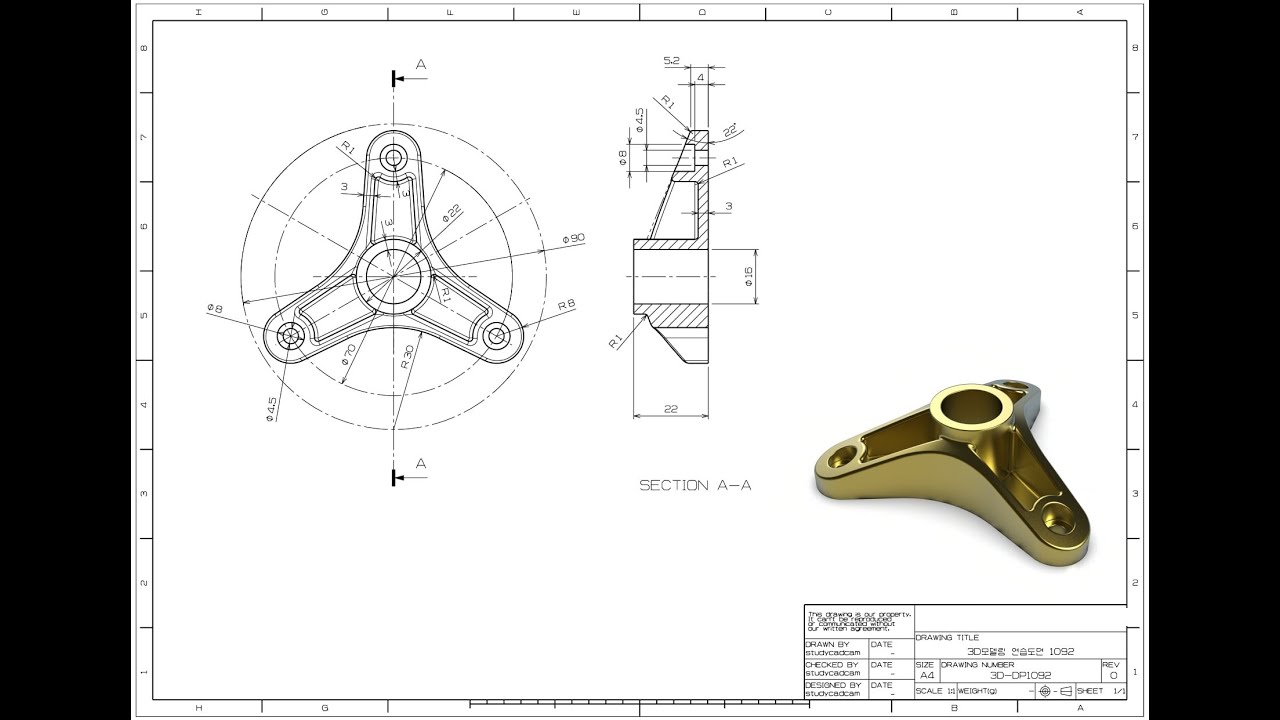 SOLIDWORKS Bài Tập 3D 50 - YouTube