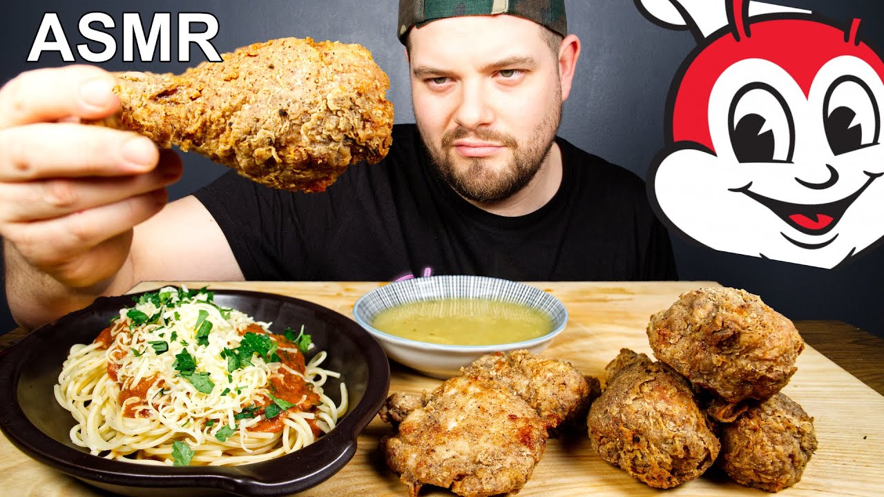 ASMR JOLLIBE CHICKEN JOY & PASTA MUKBANG | DAVE KAY ASMR - YouTube