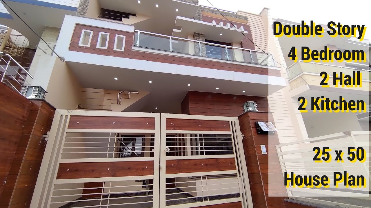 25x50 Double Story 4 Bedroom House Plan, Luxury Interior Design ...