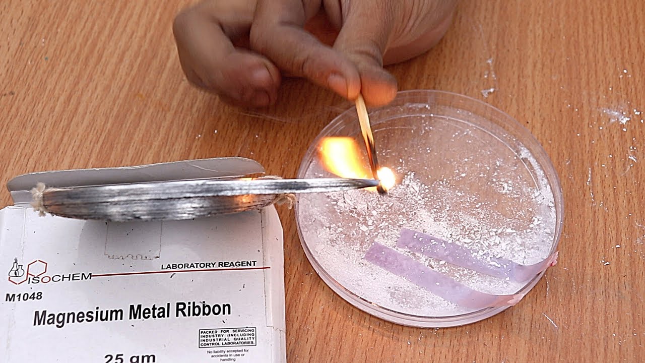 Burning of Magnesium Metal Ribbon in Air | Chemistry - YouTube