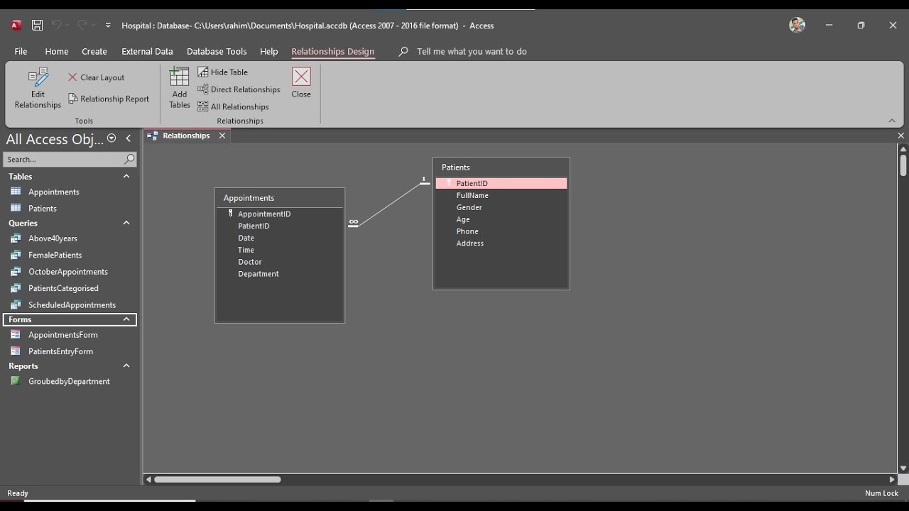 How to Create a Hospital Database System in Microsoft Access | Full ...