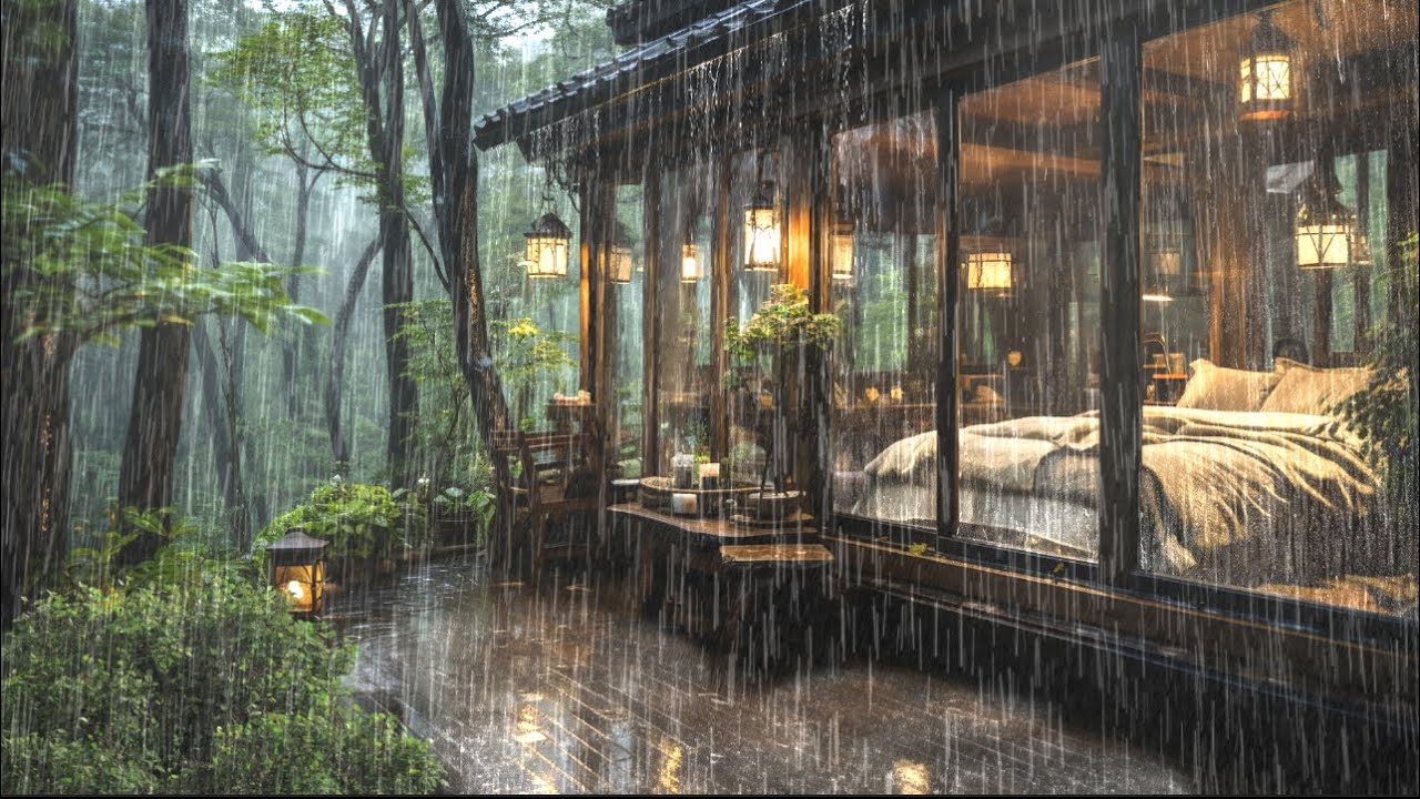 🌧️Heavy Rain in the Hidden House inside the forest | Rain sound for ...