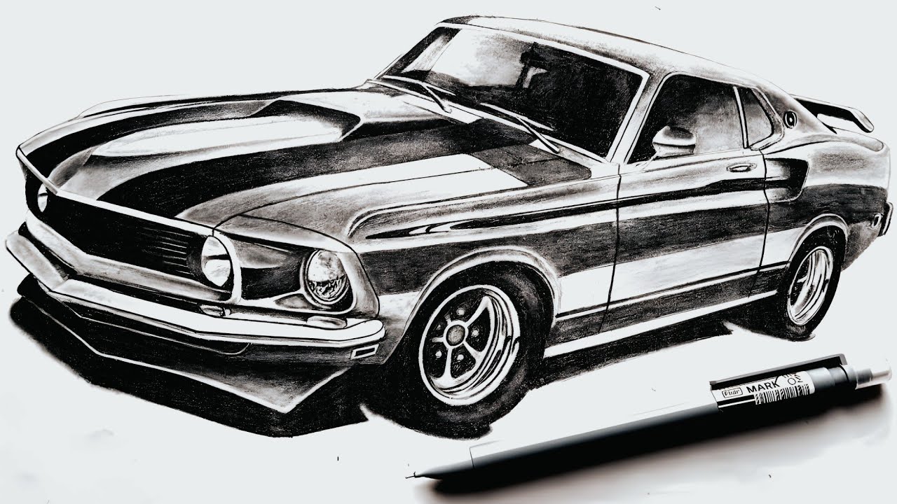 Ford Mustang Drawing || Mustang 1969 || Mustang Drawing || Easy Drawing ...
