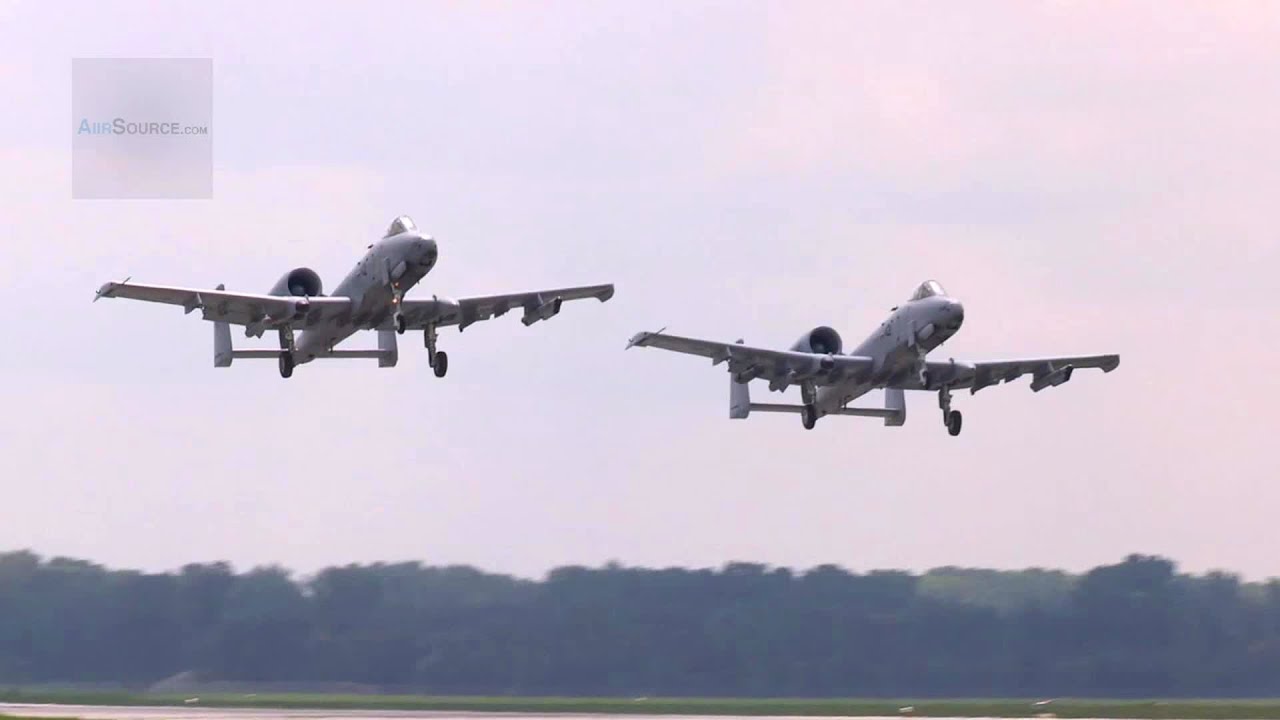 Two A-10 Thunderbolt II Takeoff Together Side-by-side - YouTube