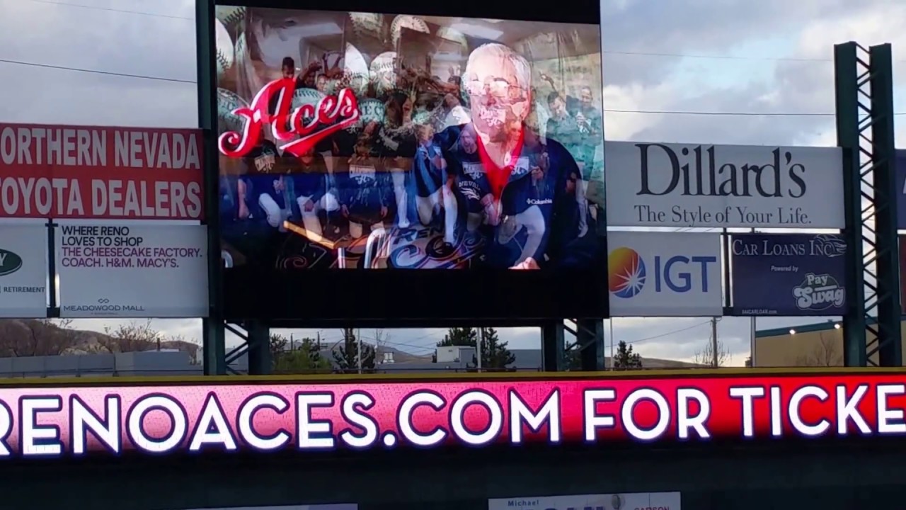 Reno Aces mascot Archie arrives by helicopter and Brett Butler gets his ...