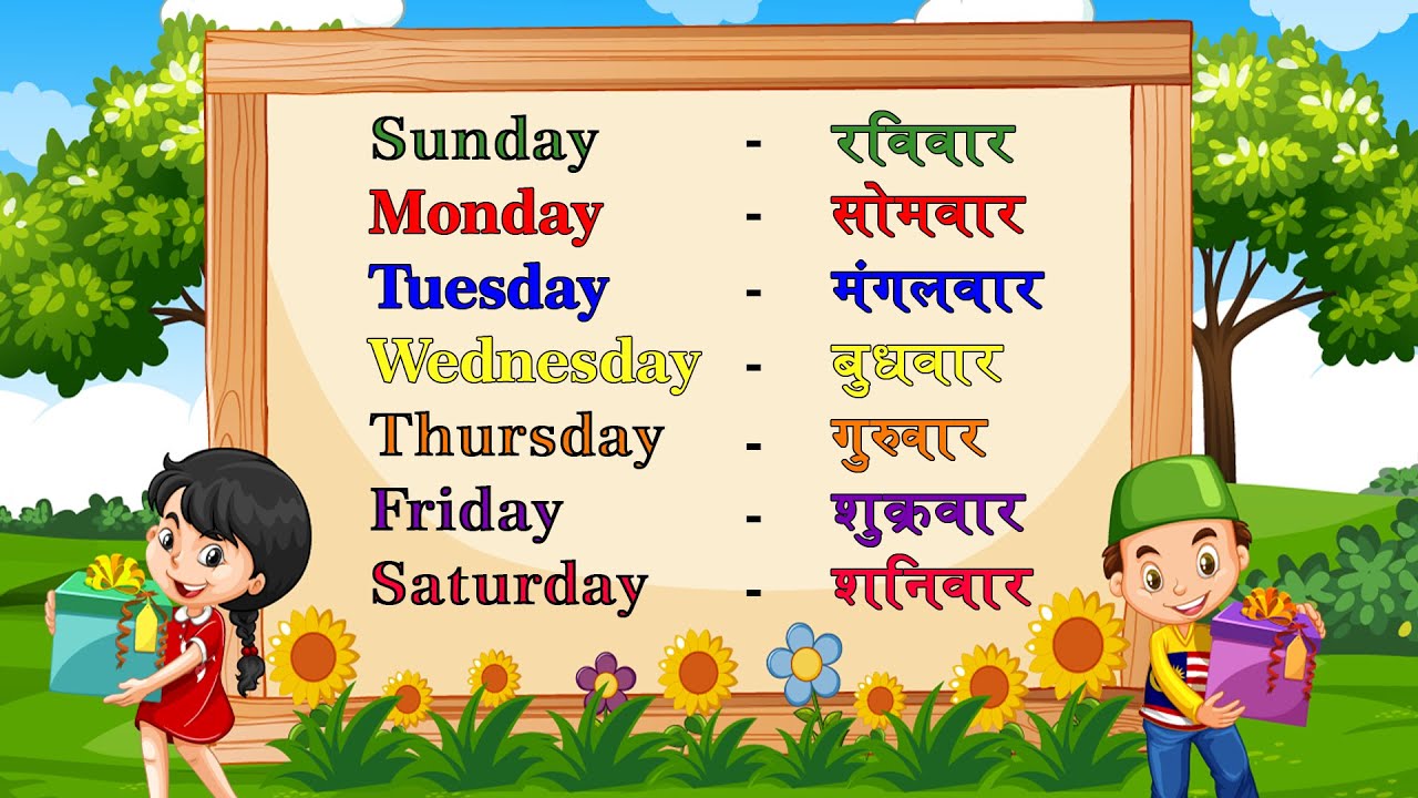 Sunday Monday - Weeks Name - सप्ताह के 7 दिनों के नाम अंग्रेजी मे ...