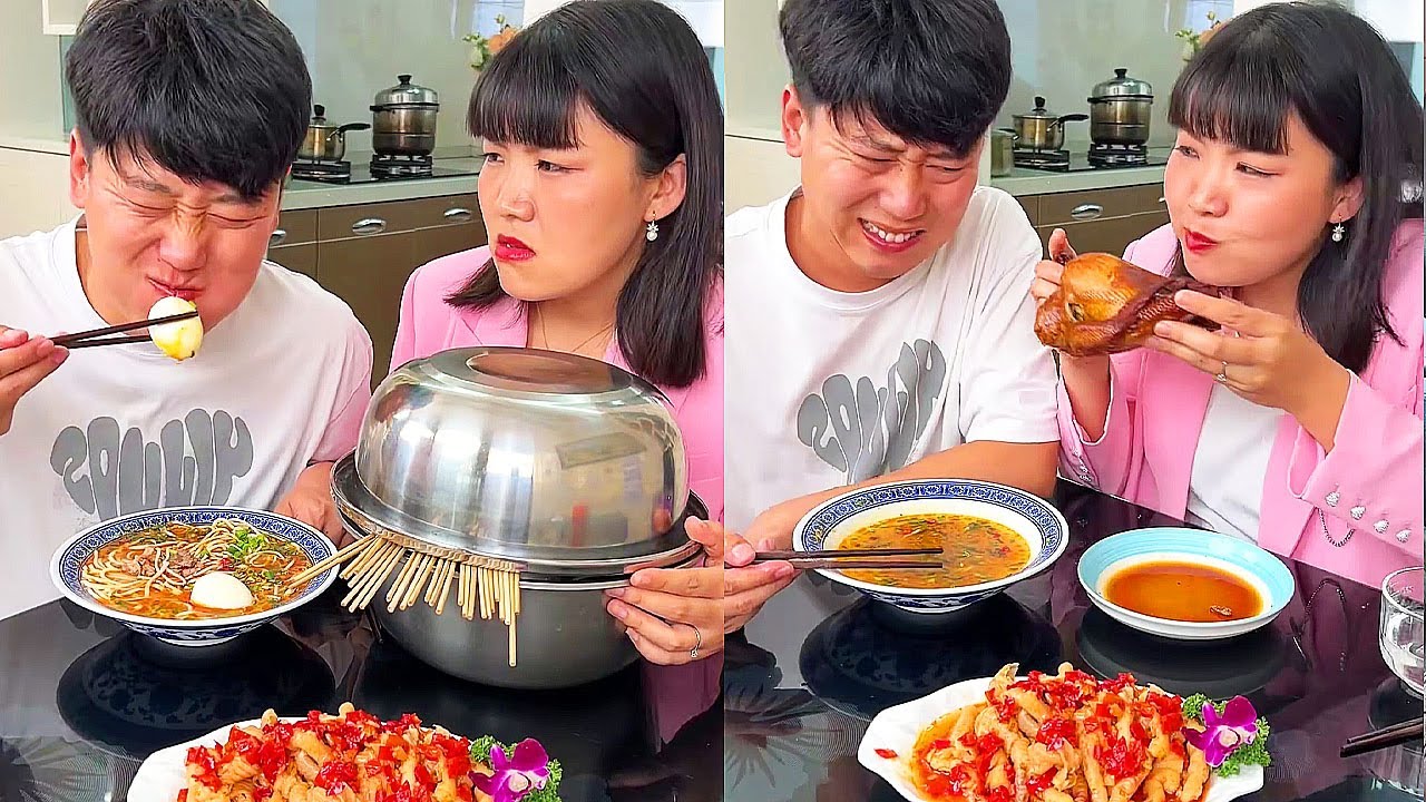 Funny Couple Eating Show: The Selfish Husband Eats Alone, Leaving Him ...