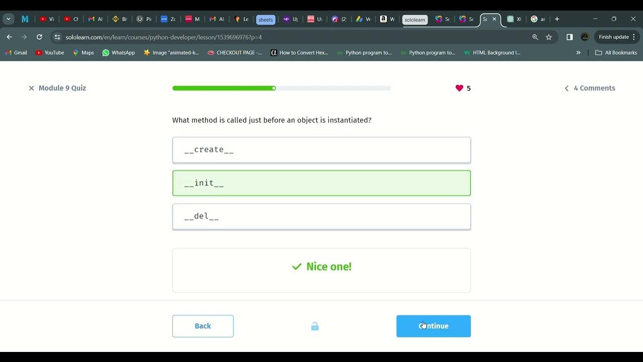 103 Module 9 Quiz | Python Developer | Sololearn - YouTube