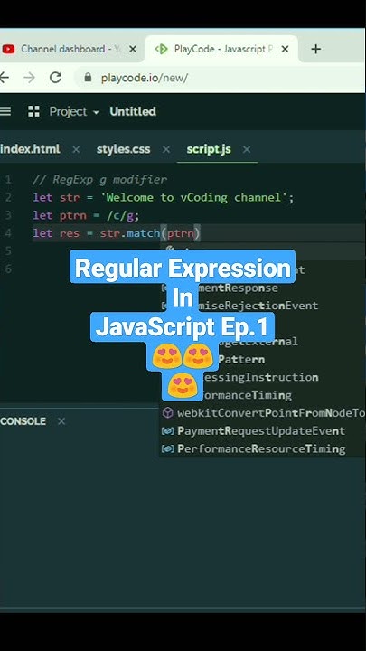 Javascript Tutorial Regular Expression In Javascript Ep1 Regexp Regex Shorts Youtube