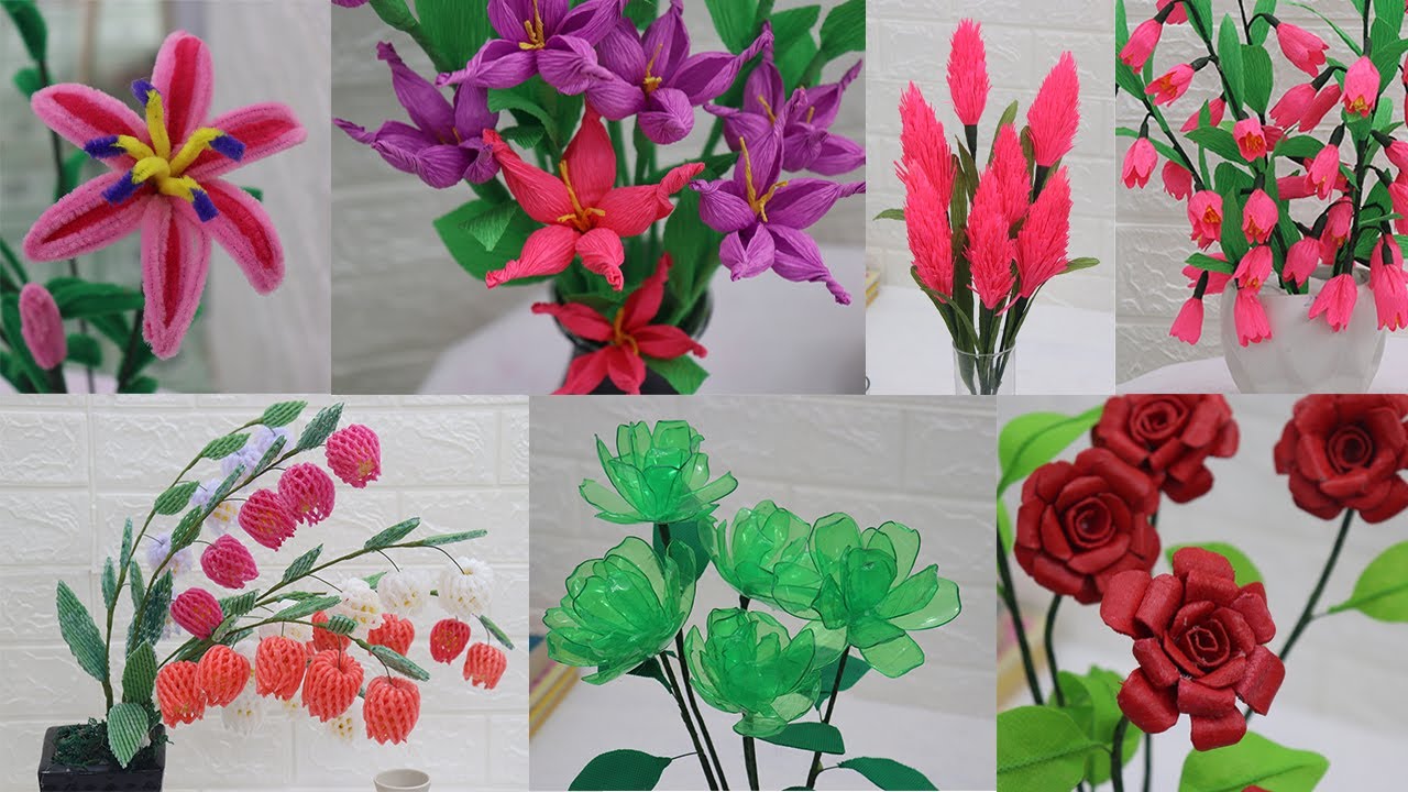 19 Flower from different materials | How to make Flower | Home Decor ...